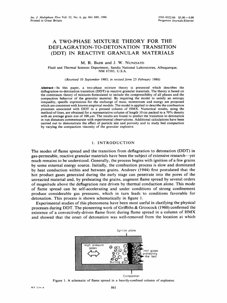 1986 A Two-Phase Mixture Theory For The Deflagration-To-Detonation Transition (DDT) in Reactive ...
