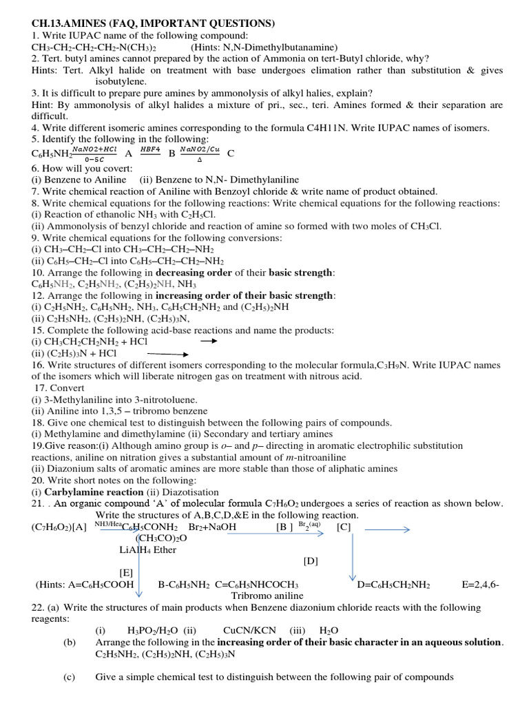 CH 13. Amines | PDF