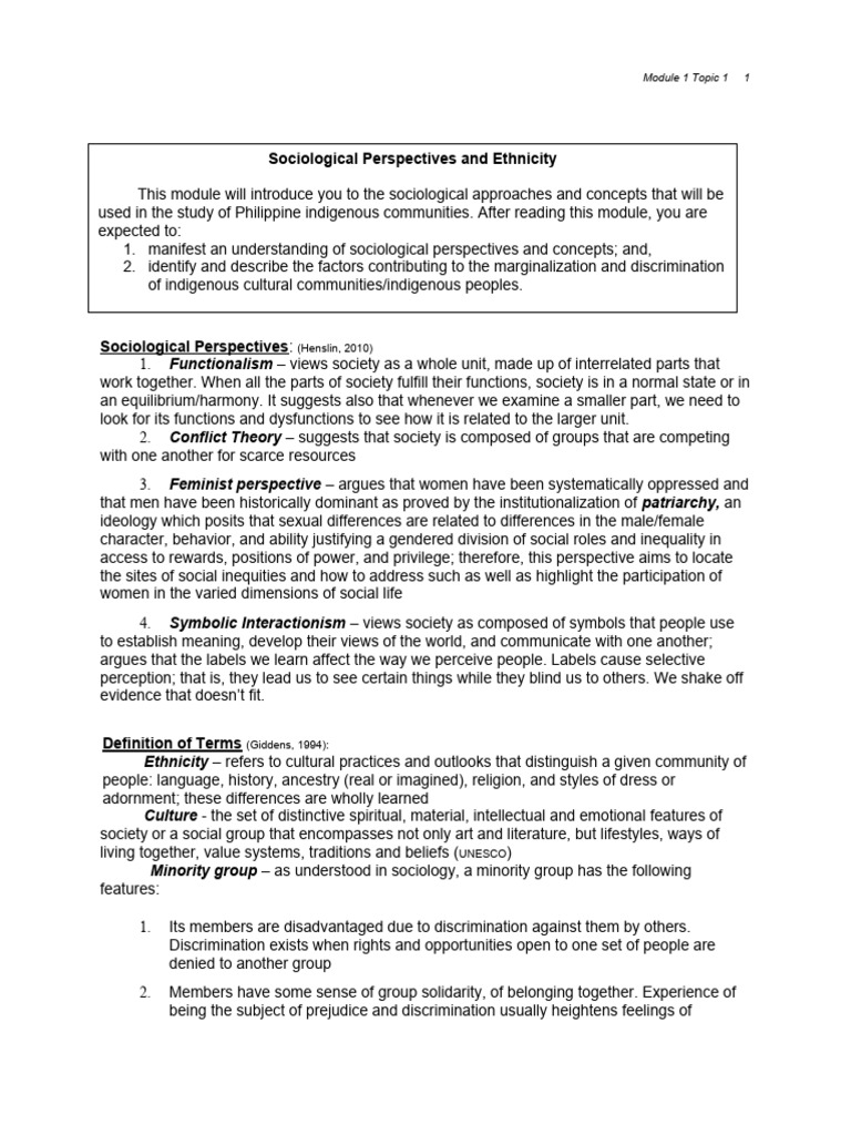 Sociological Perspectives and Ethnicity | PDF