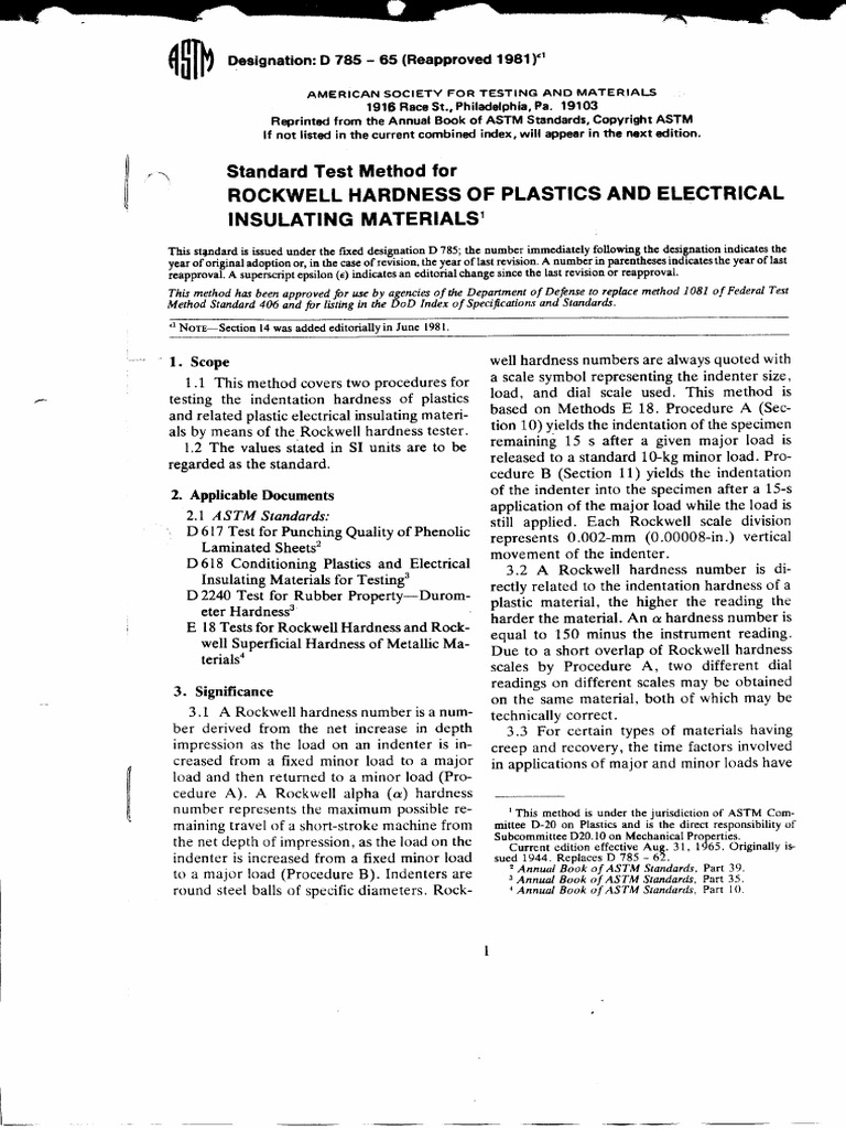 Astm D785 65 | PDF