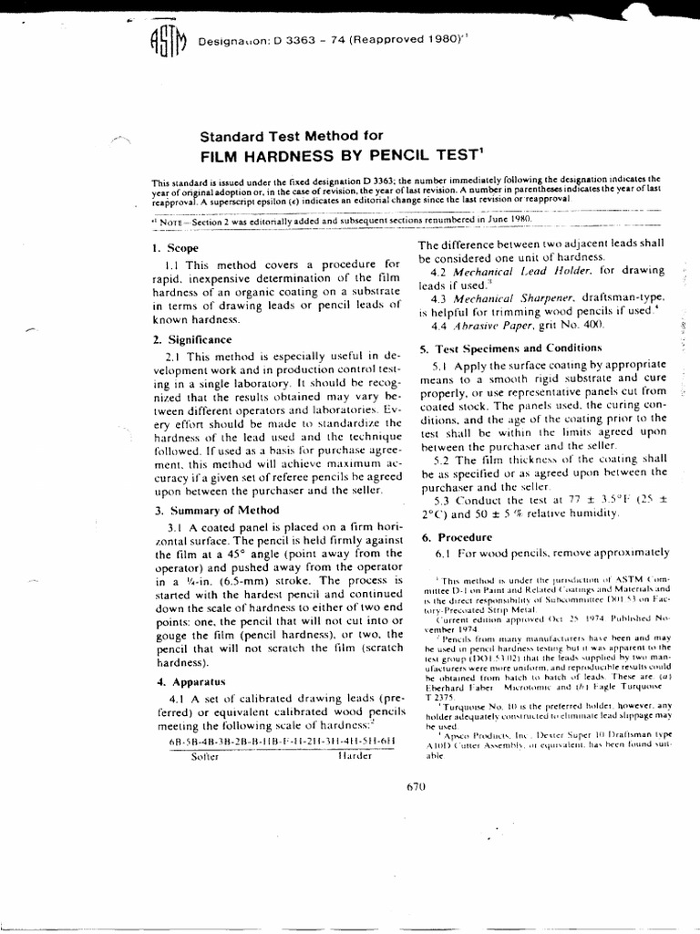 Astm D3363 74 | PDF