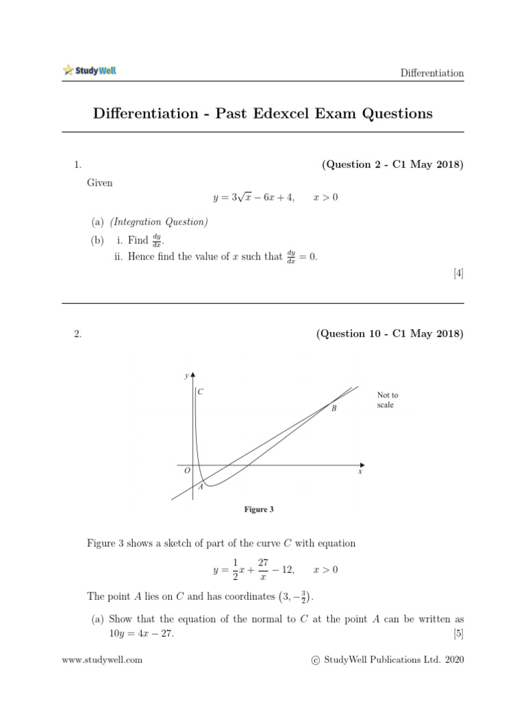 Differentiation Exam Questions | PDF