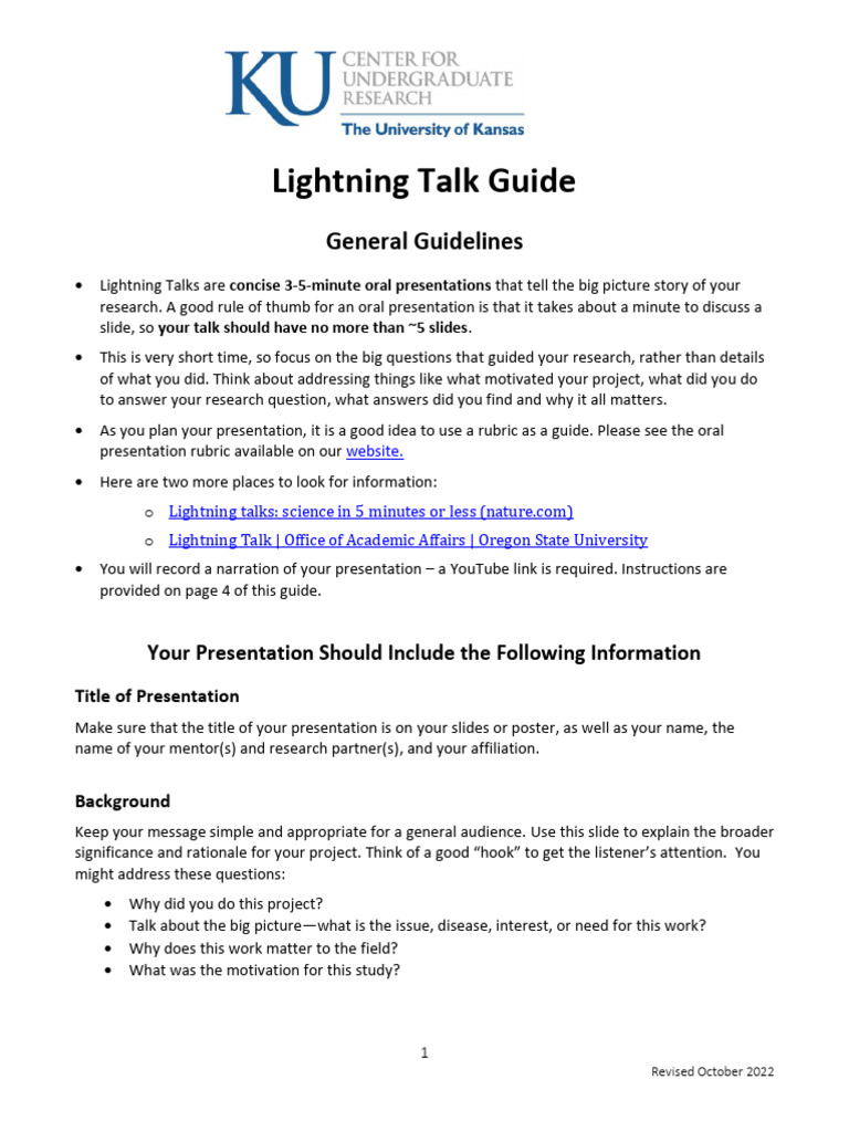Online Lightning Talk Presentation Guide | PDF | You Tube | Microsoft ...