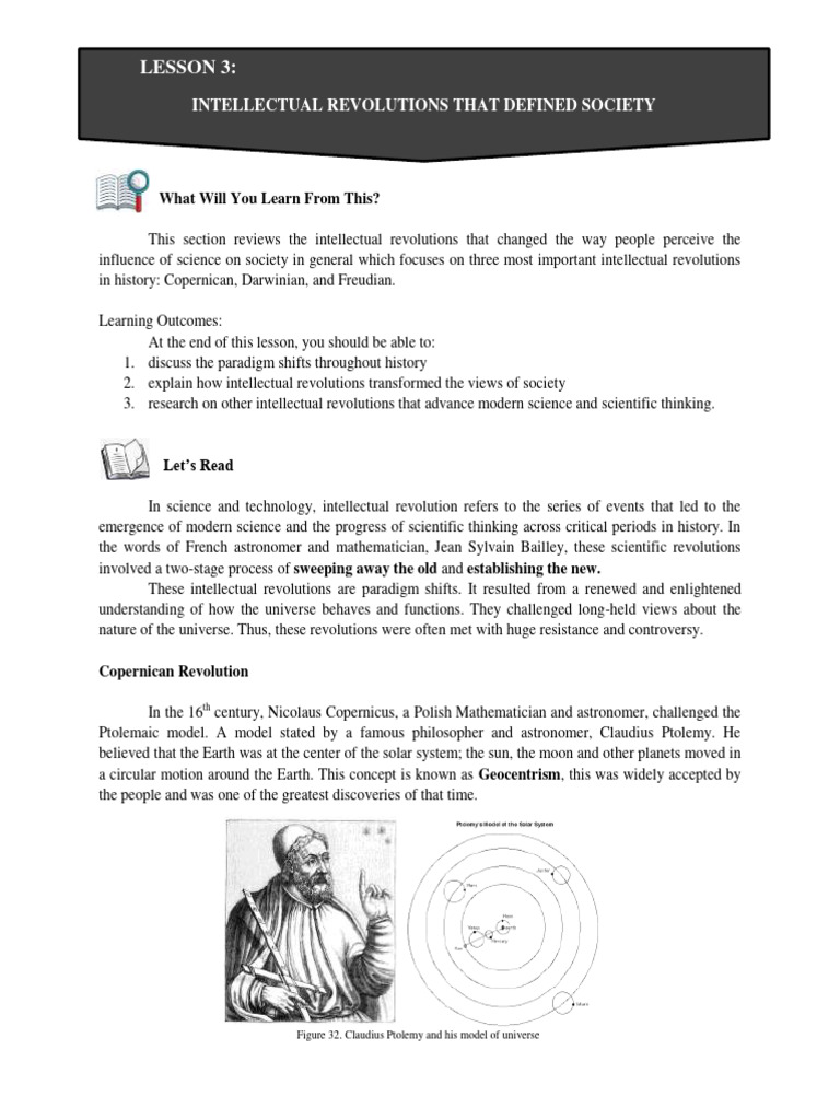 Lesson 3:: Intellectual Revolutions That Defined Society | PDF