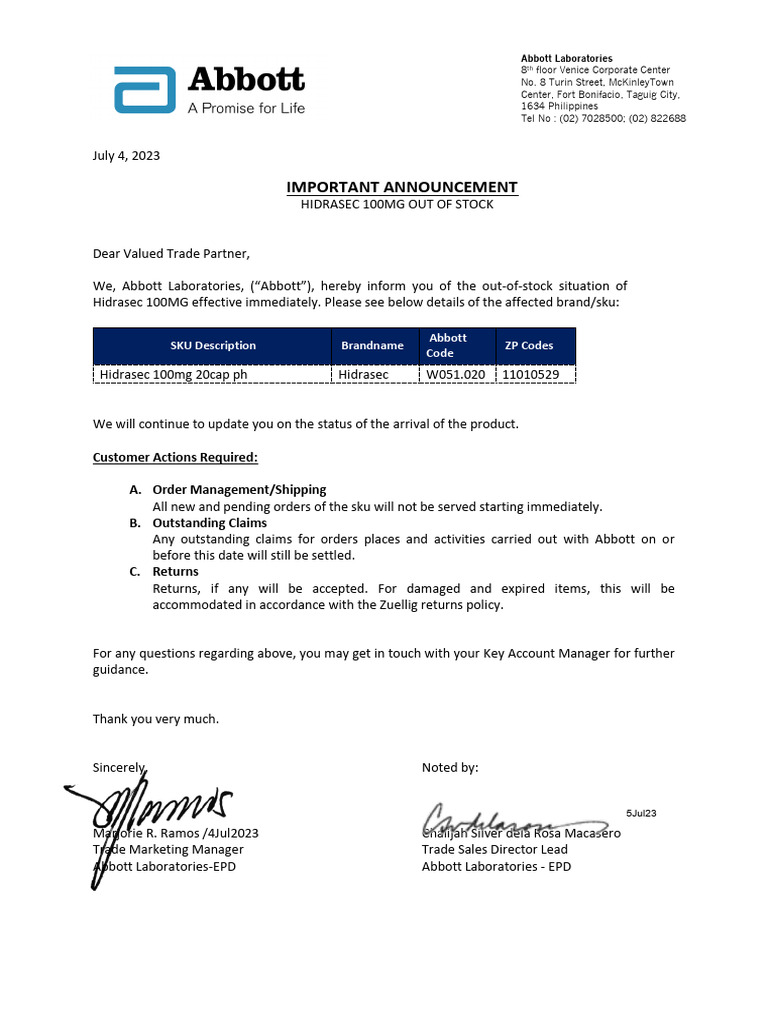 HIdrasec 100MG - OS Letter | PDF