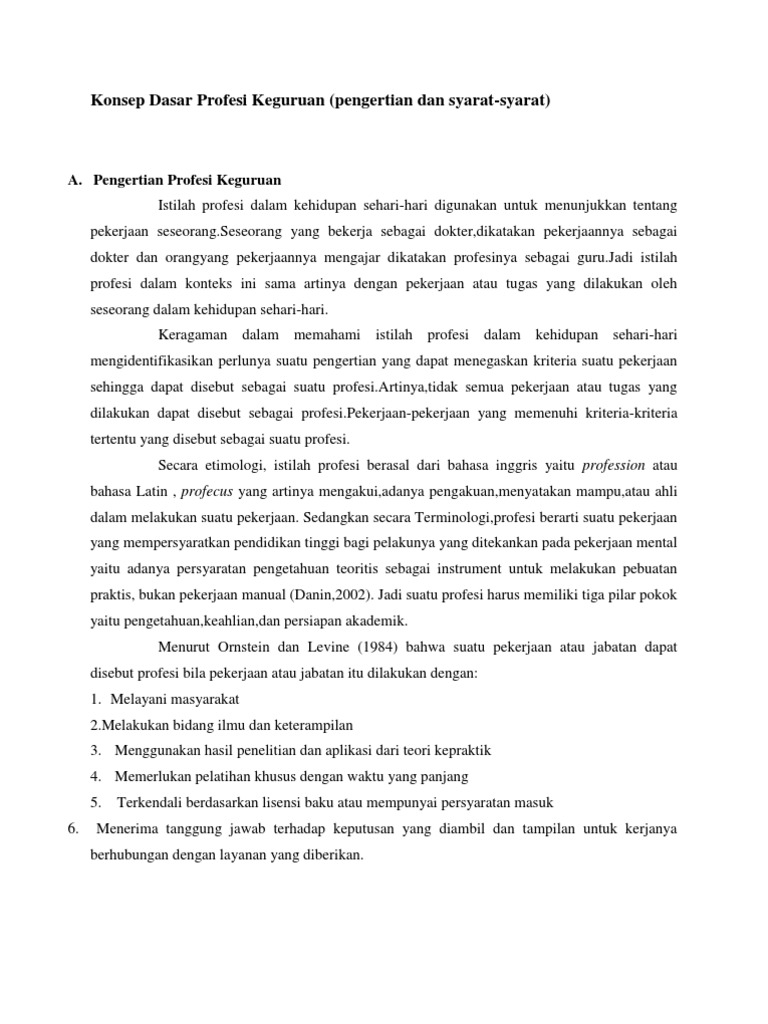 Konsep Dasar Profesi Keguruan | PDF Konsep Dasar Profesi Keguruan | PDF
