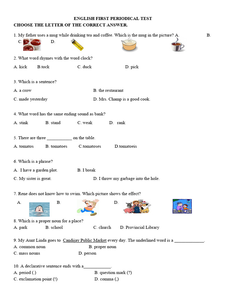 English First Periodical Test | PDF
