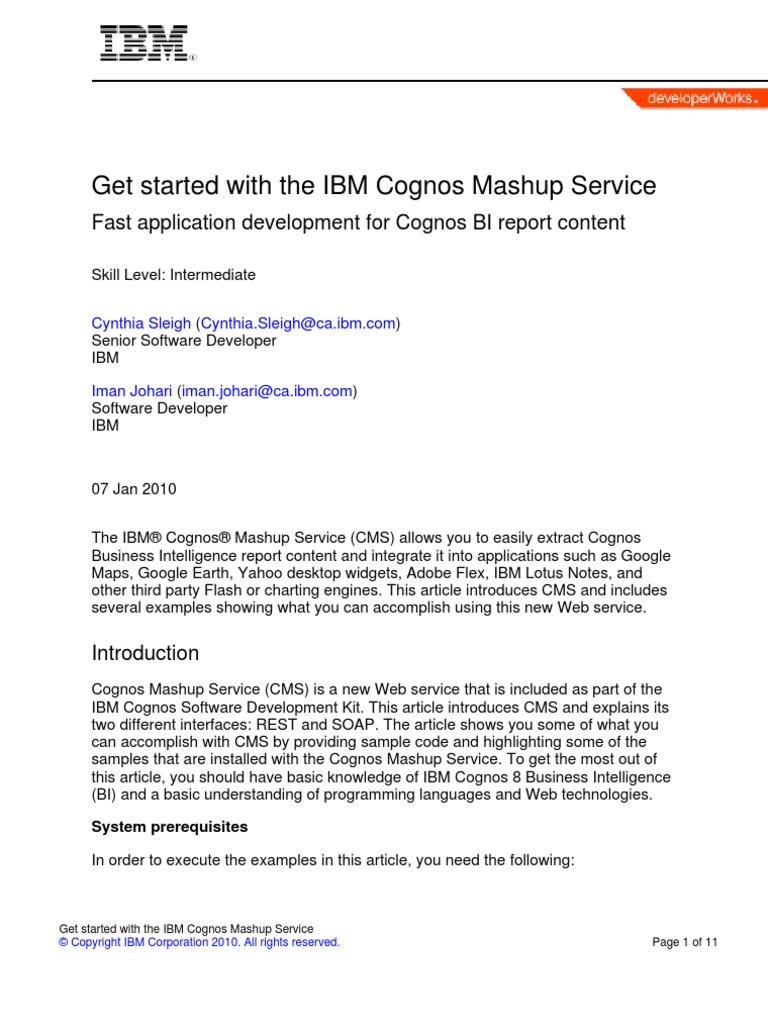 Cognos Mashup Service | PDF | Application Programming Interface | Representational State Transfer