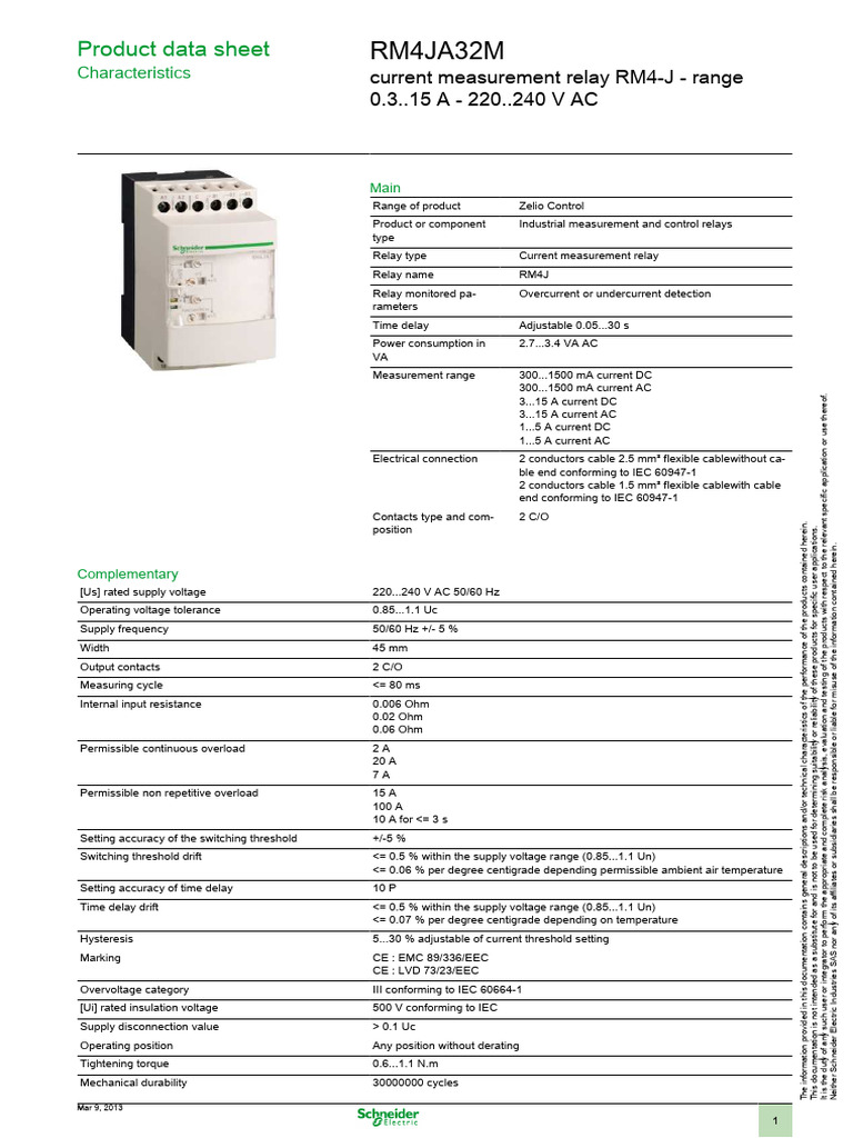 Schneider - Electric RM4JA32M Datasheet | PDF | Alternating Current | Relay