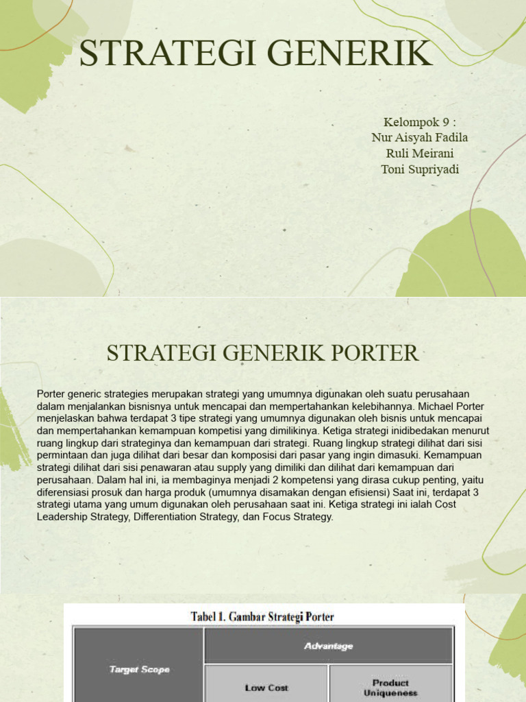 Strategi Generik Kelompok 9 | PDF