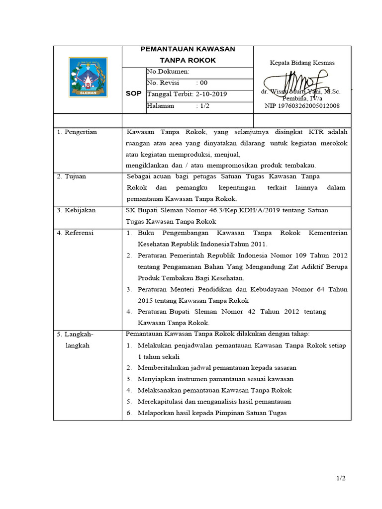 SOP Pemantauan KTR | PDF