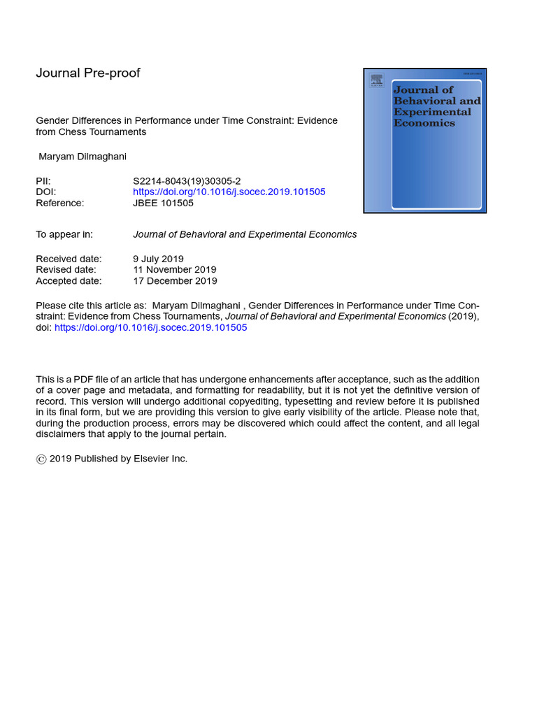 Journal Pre-Proof: Journal of Behavioral and Experimental Economics | PDF