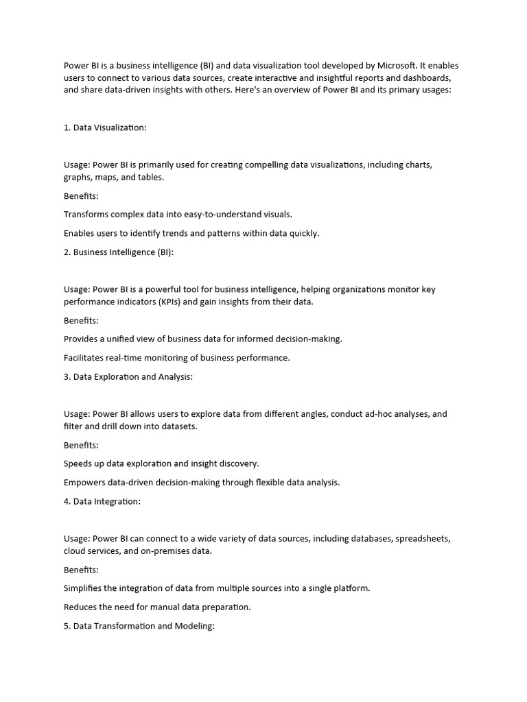 PowerBi and Usage | PDF