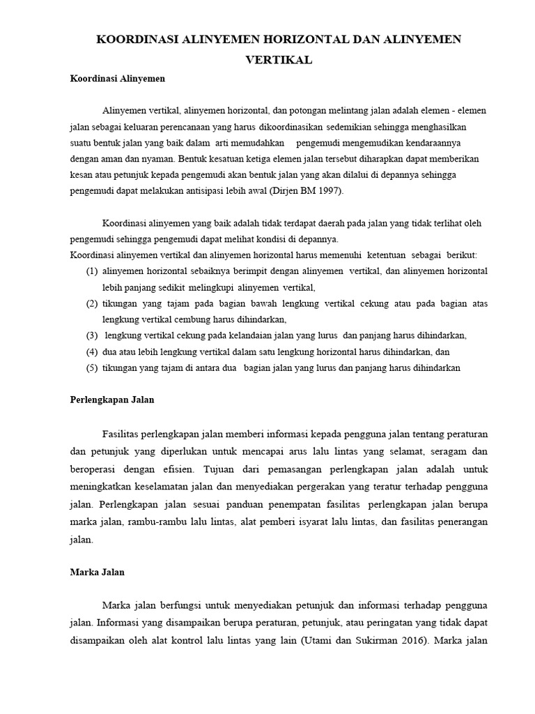 Koordinasi Alinyemen Horizontal Dan Alinyemen Vertikal, Kelompok 14 | PDF
