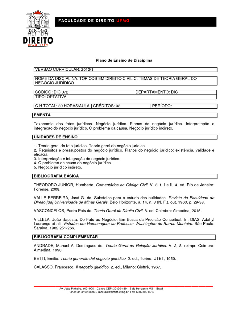 Dic 072 Tópicos em Direito Civil C Temas de Teoria Geral Do Negócio Jurídico | PDF
