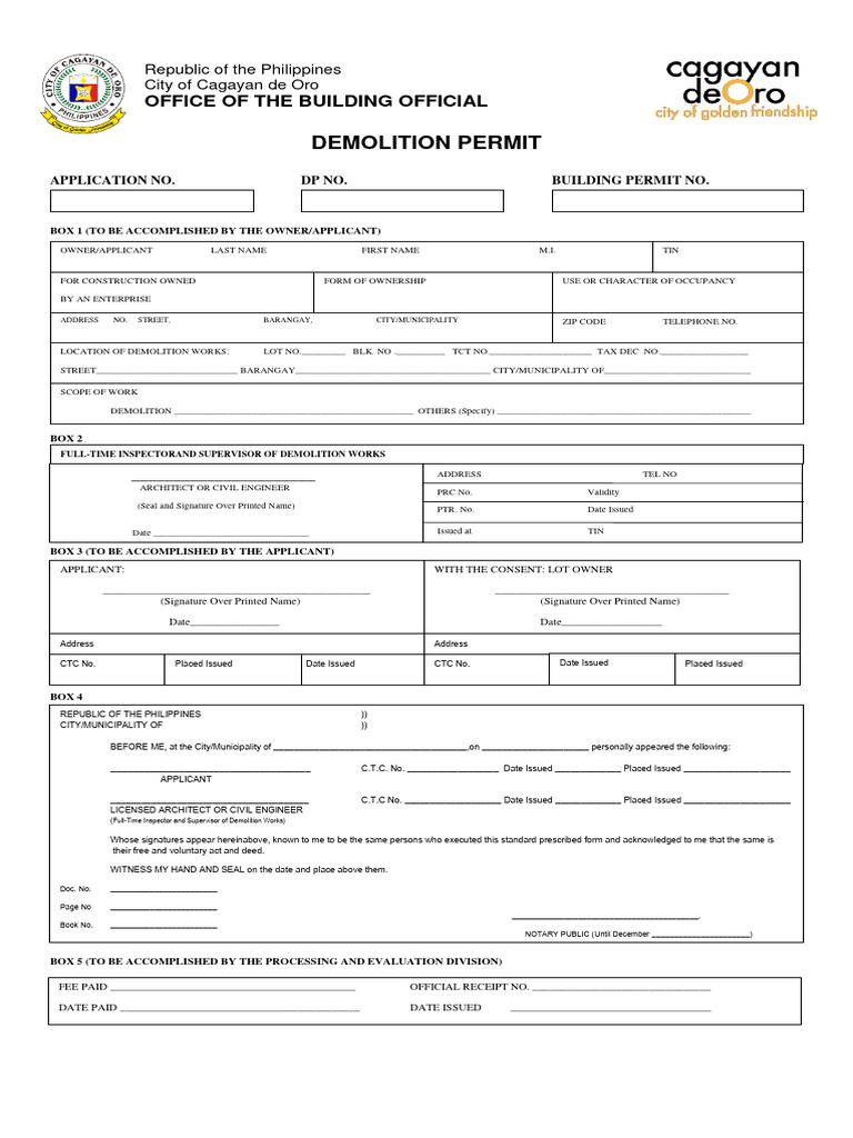 BP - Demolition Form 2 Copies | PDF