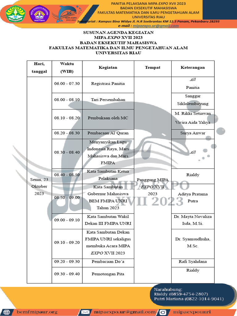 Draft Acara Mipex | PDF