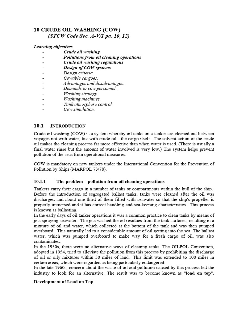 Specialized Training For Oil Tankers CH 10 CRUDE OIL WASHING | PDF