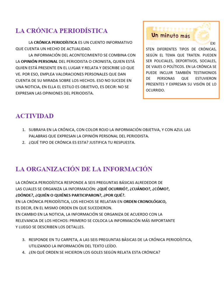 Características de la crónica periodística | PDF