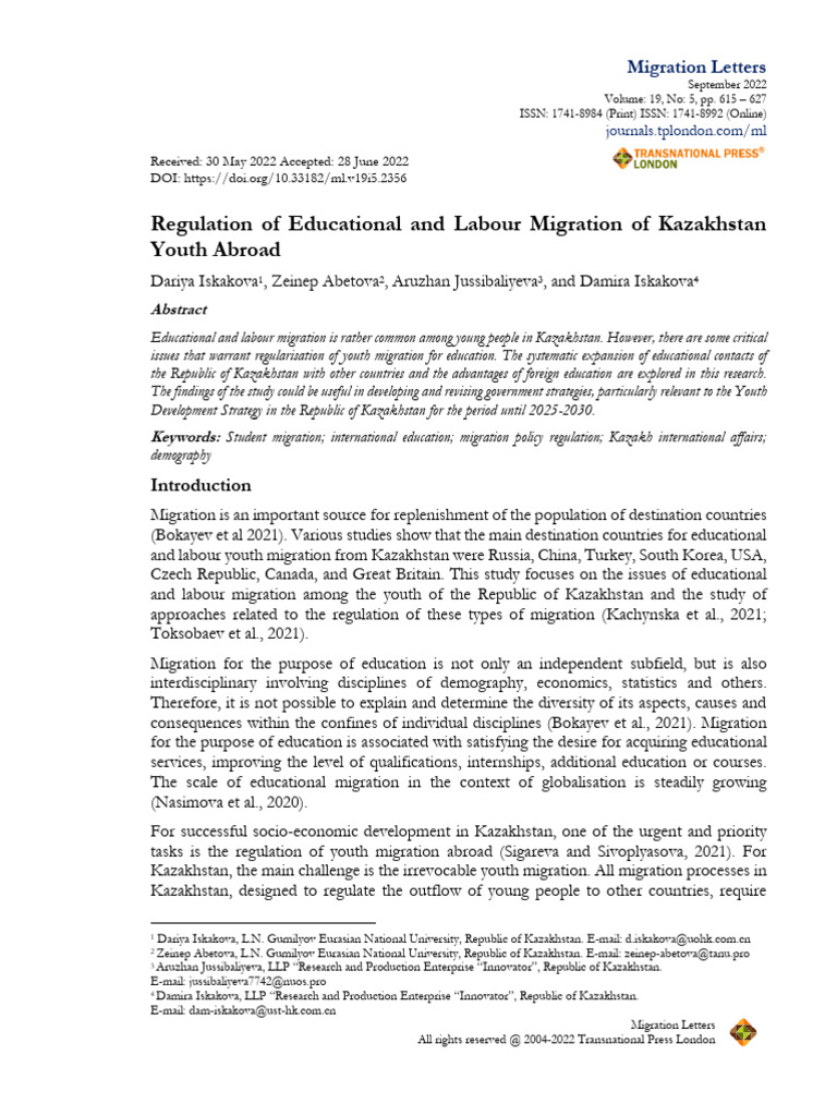 Migration Letters | PDF | Human Migration | Survey Methodology