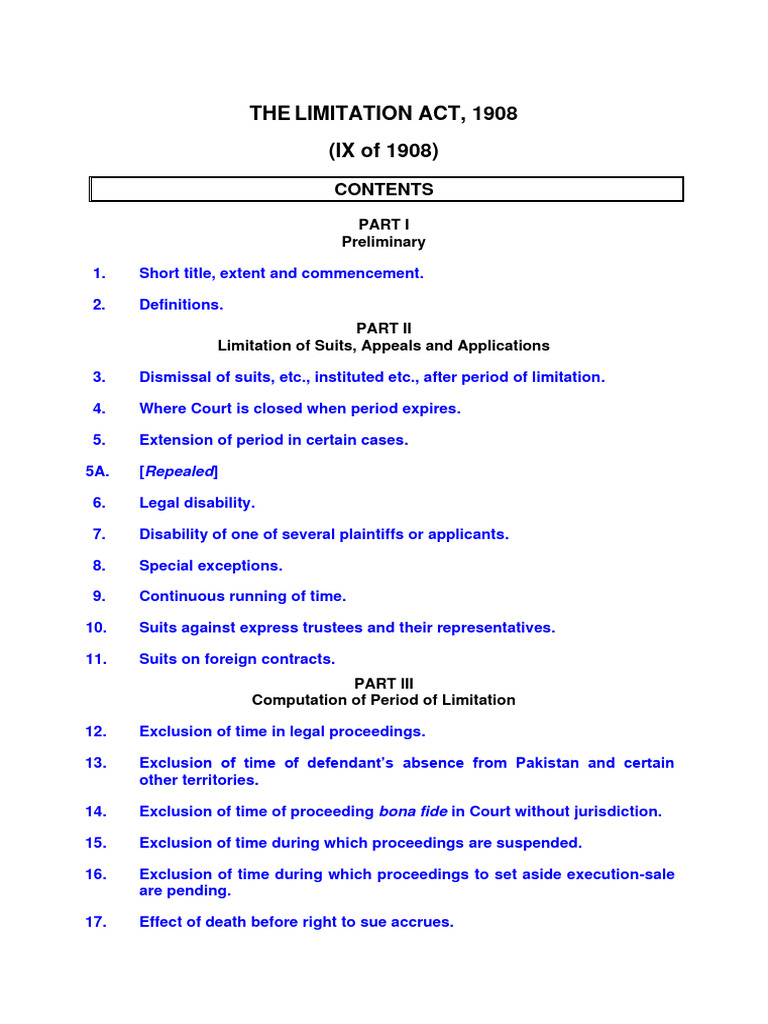 2 Limitation Act 1908 PDF | PDF
