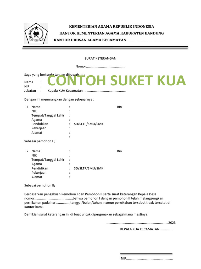 Format Suket KUA | PDF