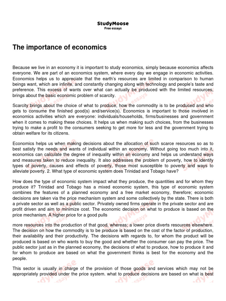 The Importance of Economics | PDF
