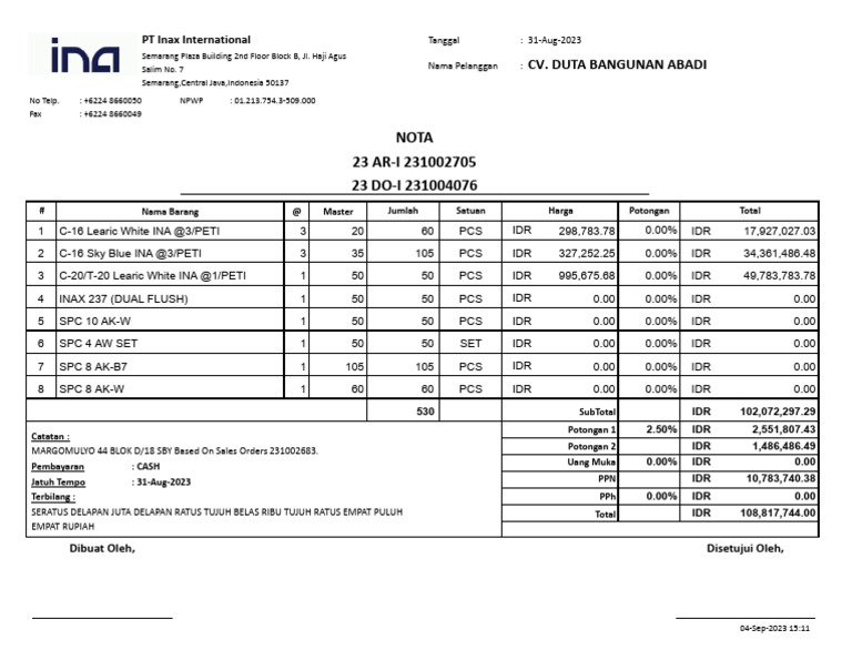 2705 Nota CV Duta Bangunan Abadi | PDF