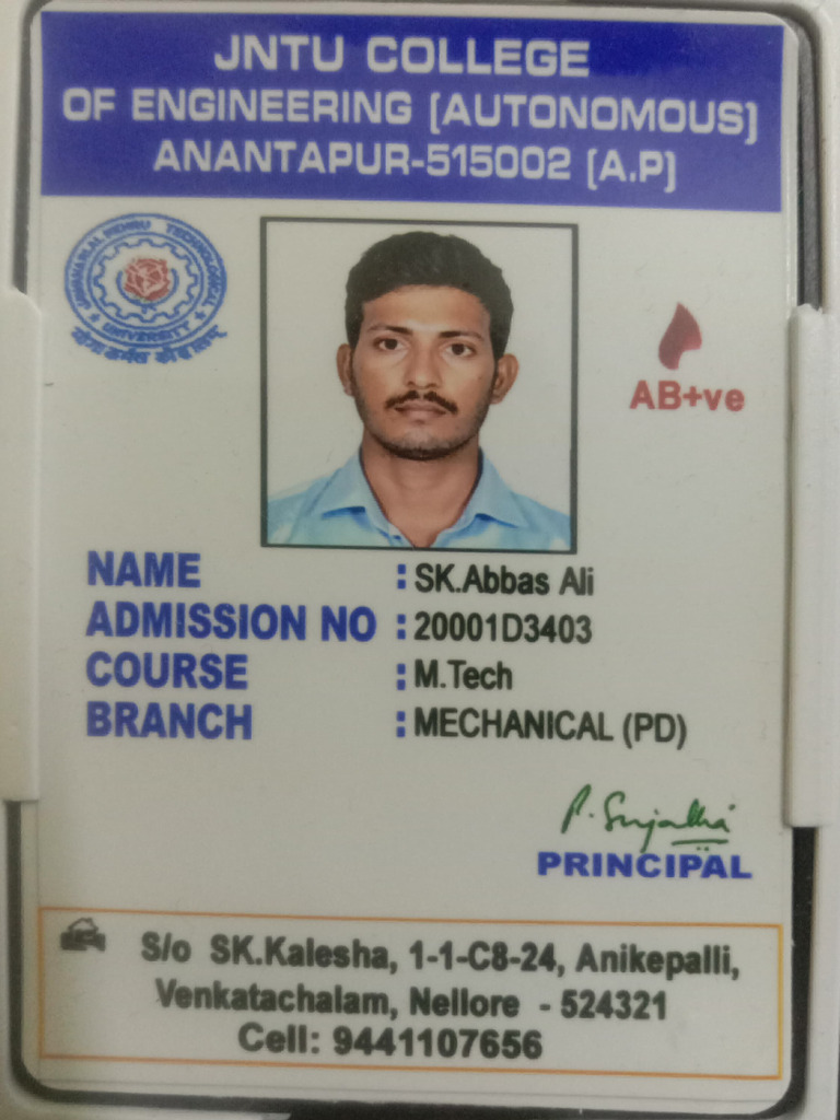 Jntu Id Card | PDF