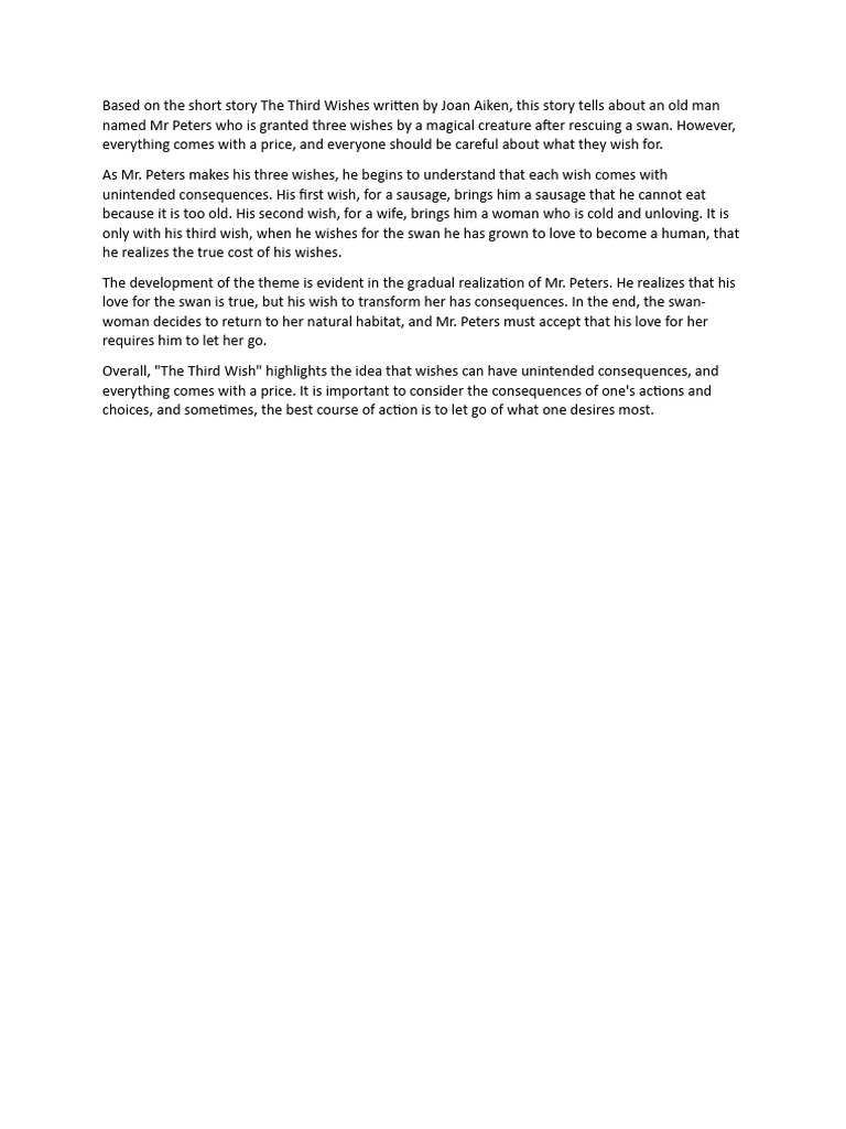 (Theme) The Third Wishes Written by Joan Aiken | PDF