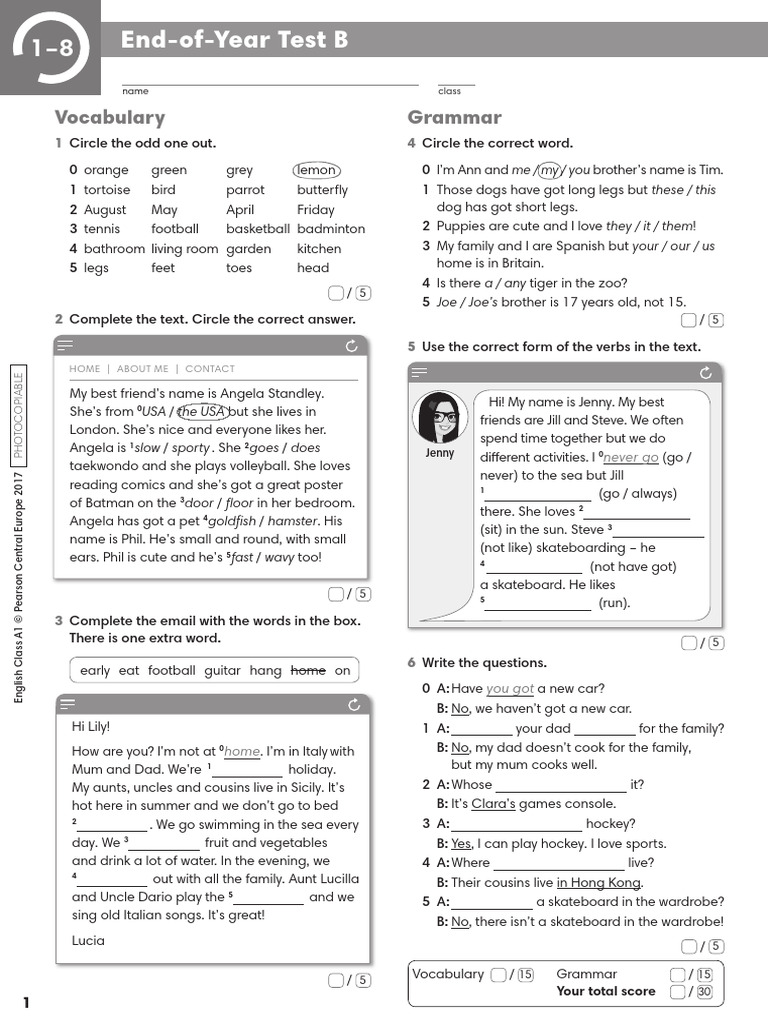 ECA1 - Tests - End-of-Year Test B | PDF
