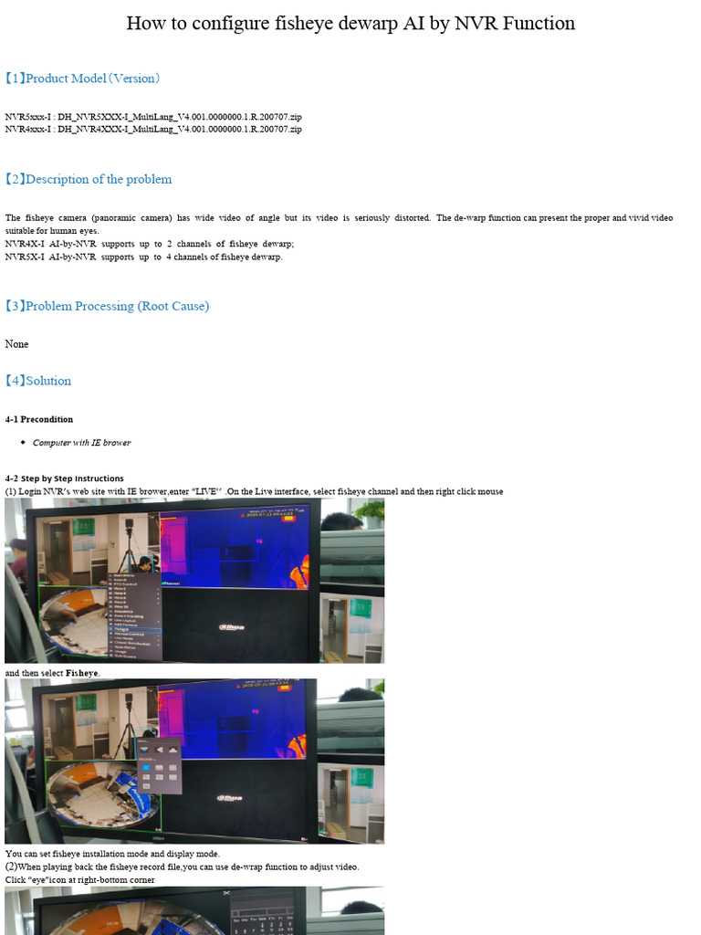 How To Configure Fisheye Dewarp AI by NVR Function | PDF