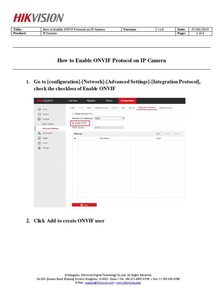 How To Enable ONVIF Protocol On IP Camera | PDF