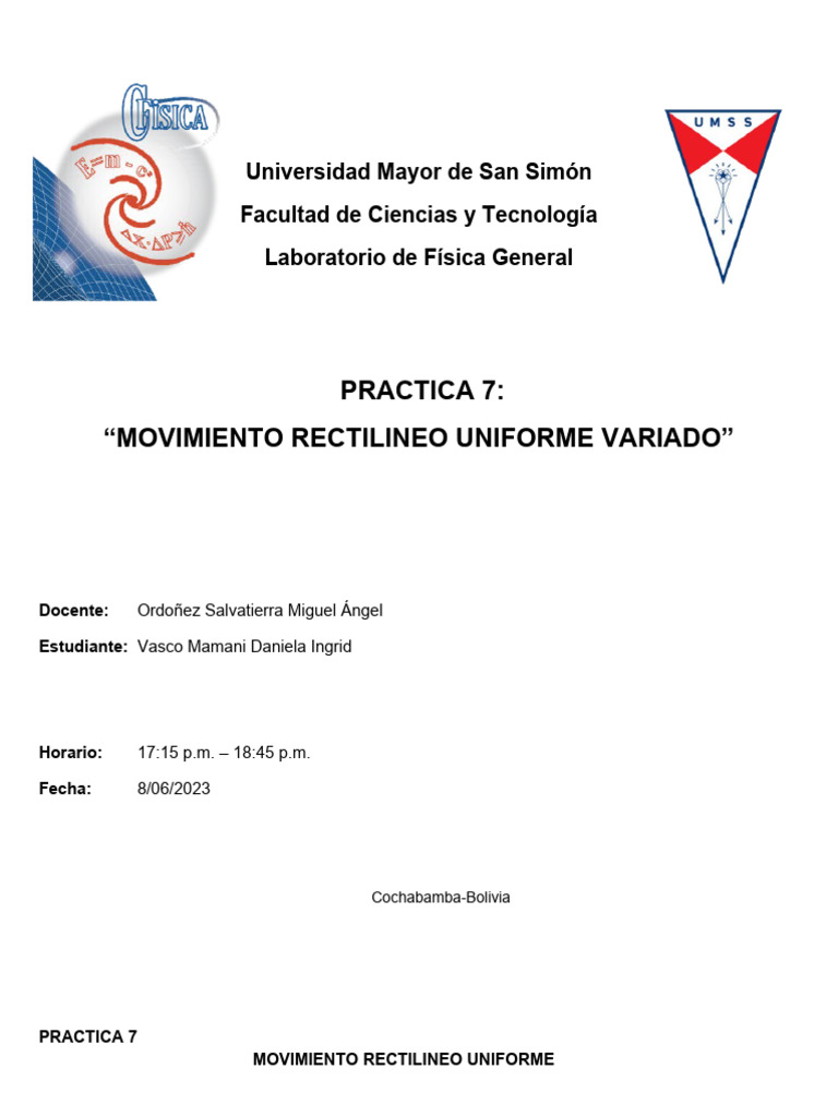 informe 7 | PDF | Velocidad | Aceleración