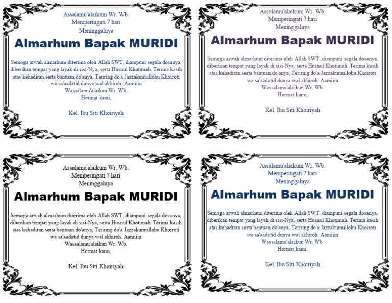Undangan Alm Pak Muridi | PDF