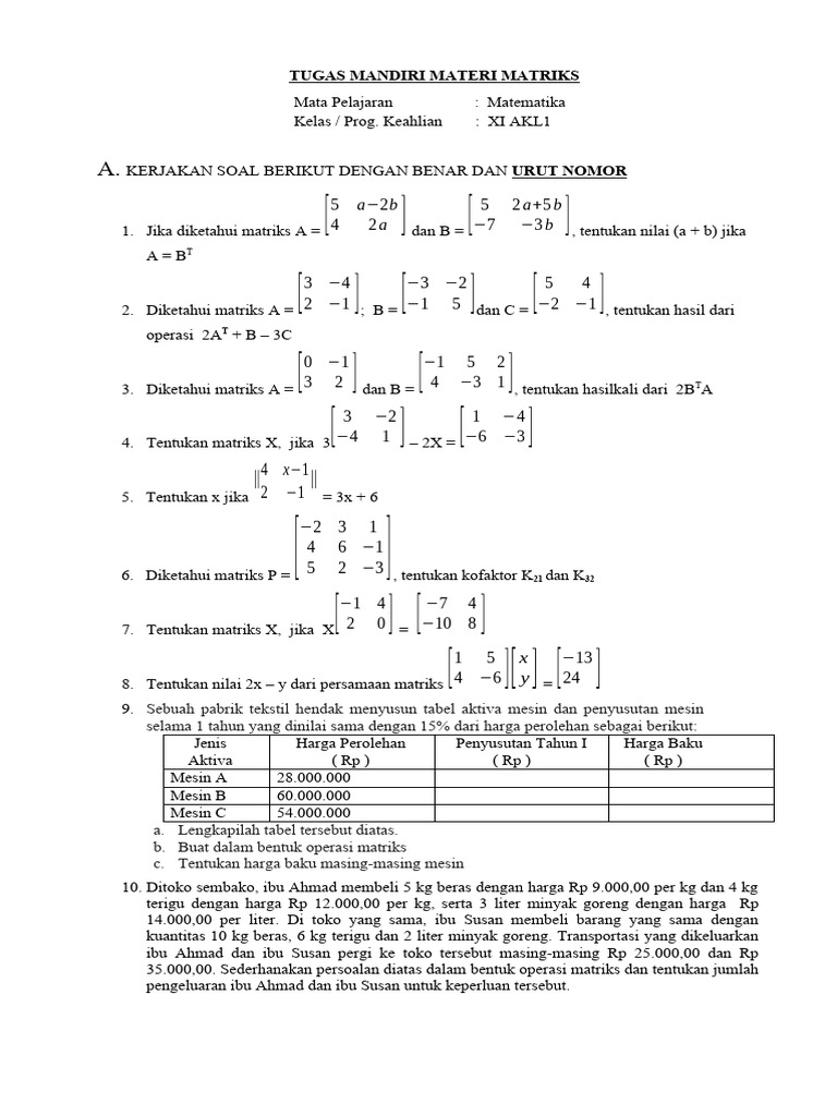 Tugas Mandiri Matriks | PDF