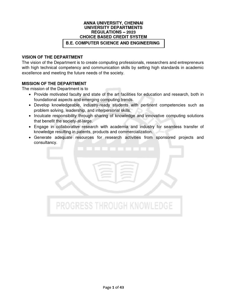 B.E. CSE Syllabus | PDF