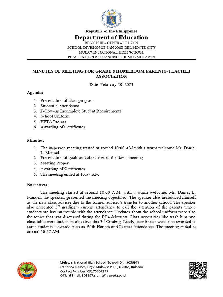 Hpta Narrative Report 2ND | PDF