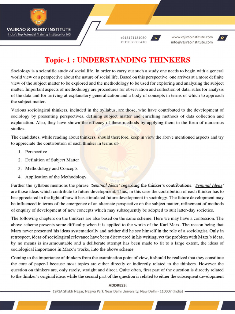 Sociology - Thinkers | PDF