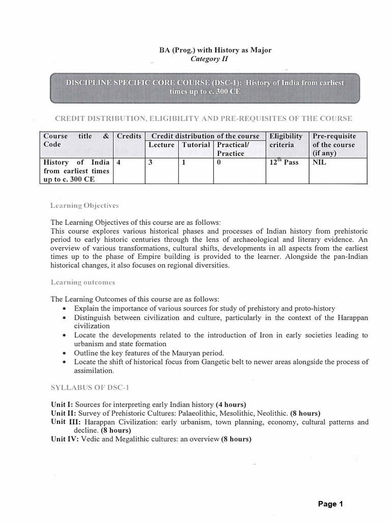 BA (Prog.) With History As Major | PDF