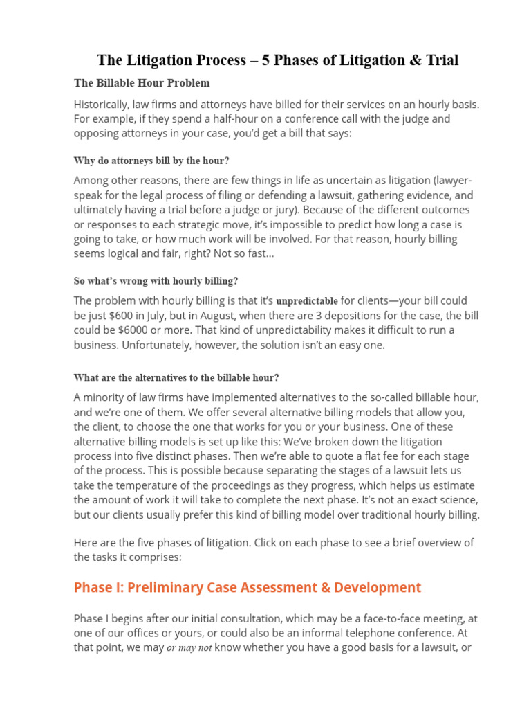 The Litigation Process - 5 Phases of Litigation | PDF
