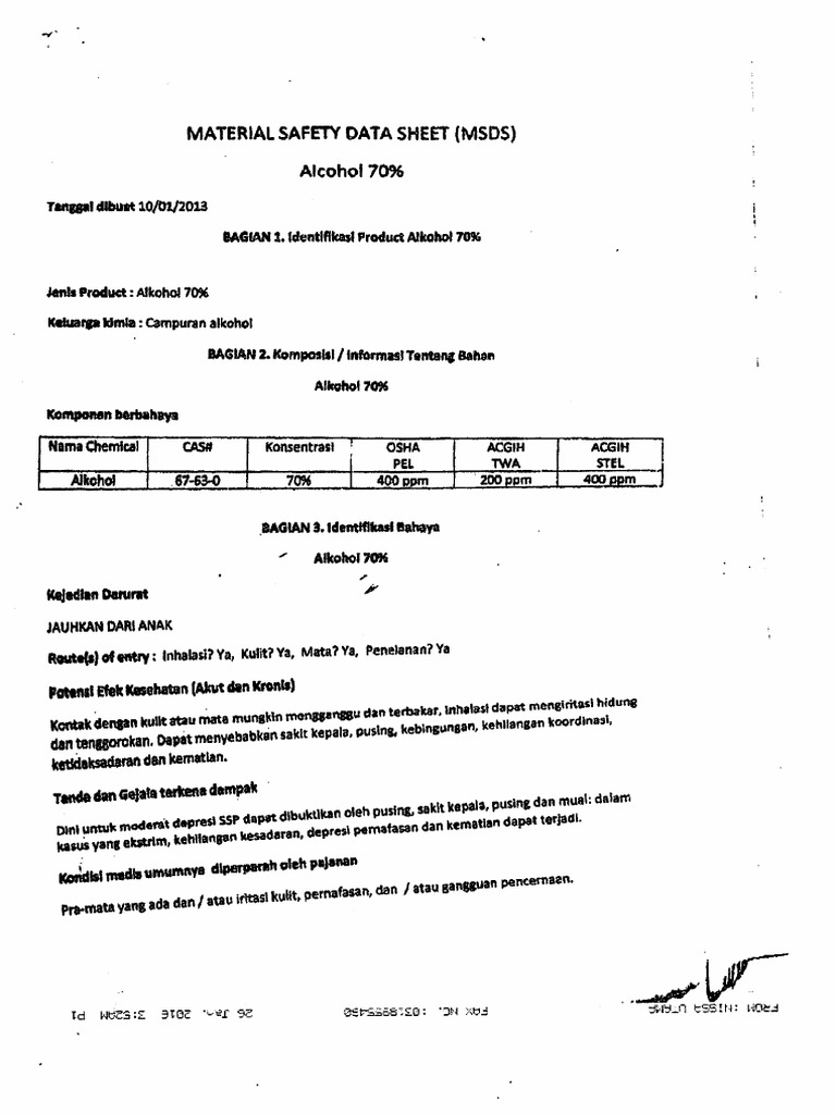 MSDS Alkohol | PDF