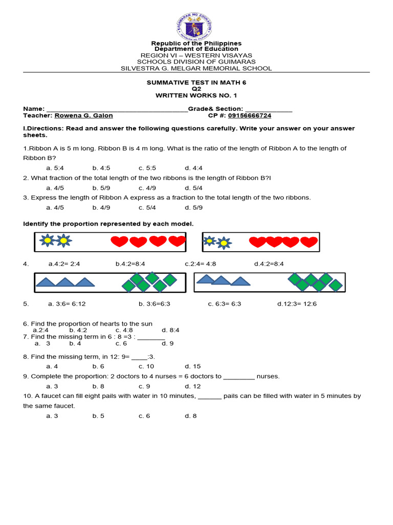Math 6 Q2 Summative Test | PDF
