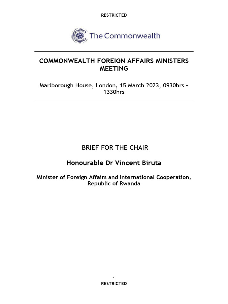 2023 CFAMM Chairs Brief - Draft 06.03.2023 | PDF | Commonwealth Of Nations | Climate Resilience
