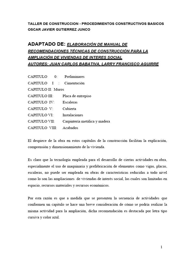 Procedimientos Constructivos | PDF