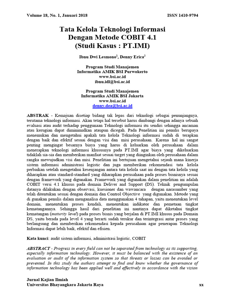 Paper Cobit Pada PT Imi | PDF