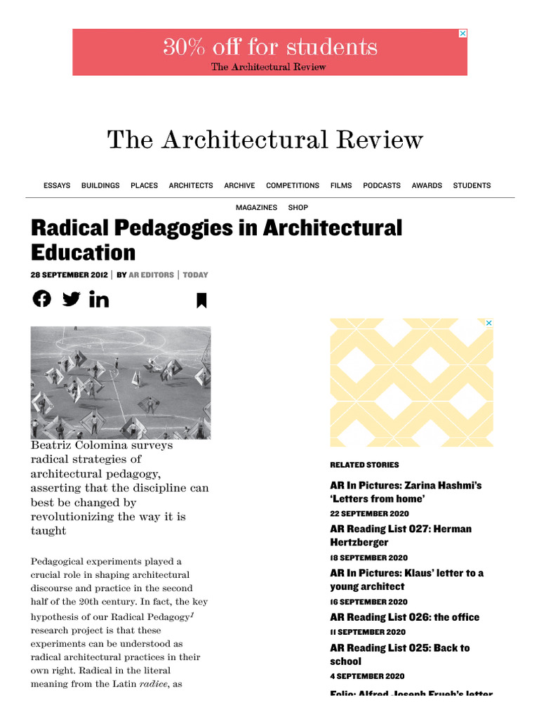 Radical Pedagogies in Architectural Education - Architectural Review ...