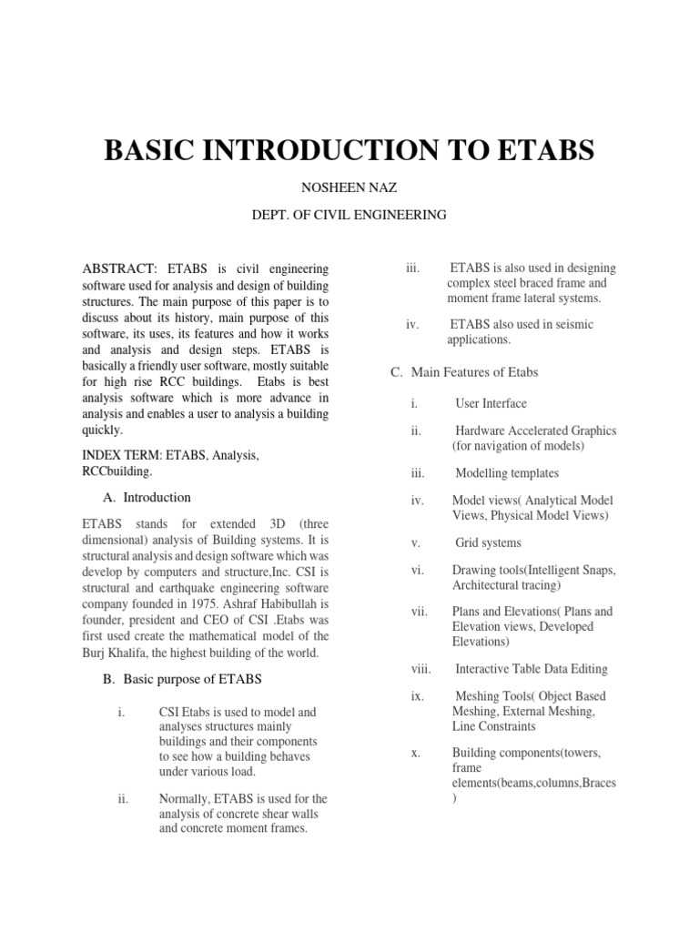 Basic Introduction To Etabs | PDF