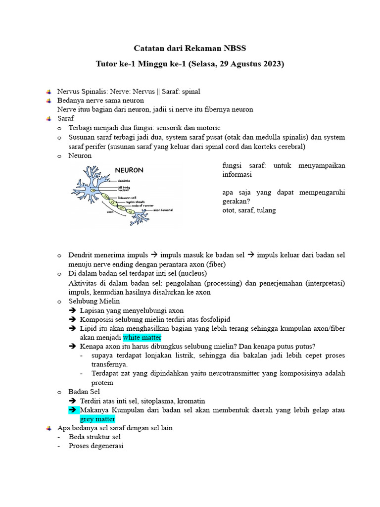 Catatan Dari Rekaman NBSS - Tutor Ke-1 Minggu Ke-1 | PDF