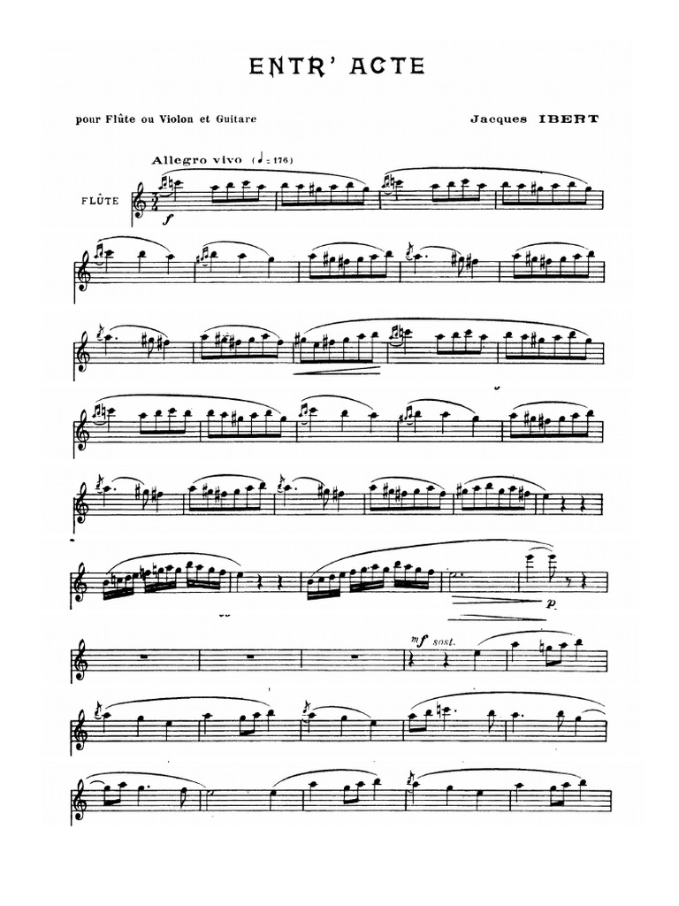 J.Ibert - Entracte (Solo Part) | PDF